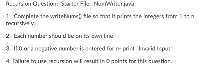 Solved starter file is below: /** * * Complete the method | Chegg.com