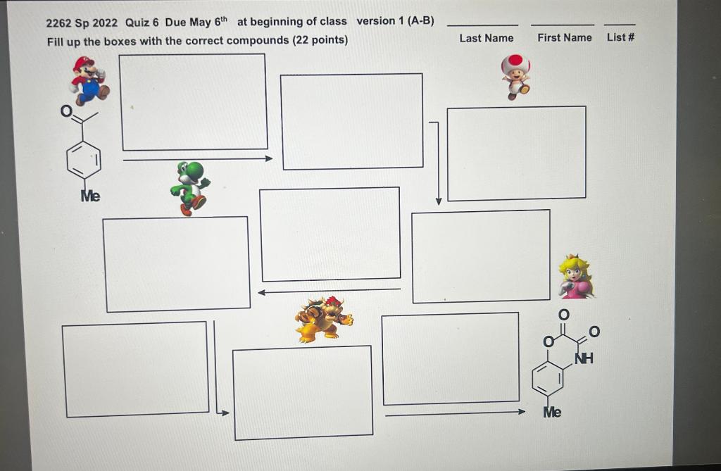 Solved 2262 Sp 2022 Quiz 6 Due May 6th at beginning of class | Chegg.com