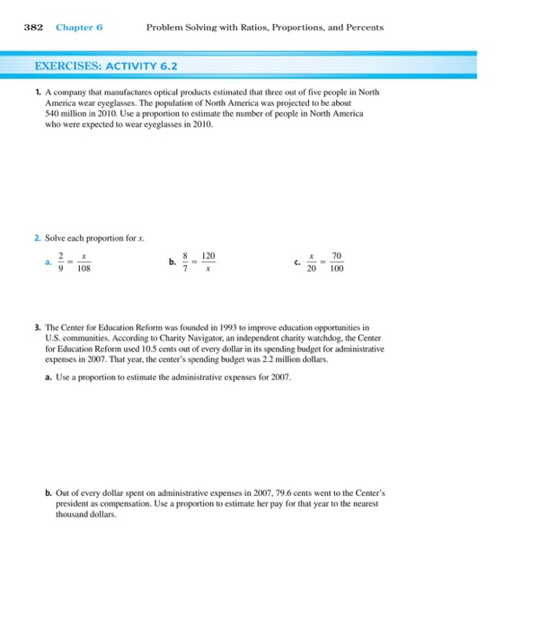Solved 382 Chapter 6 Problem Solving with Ratios, | Chegg.com