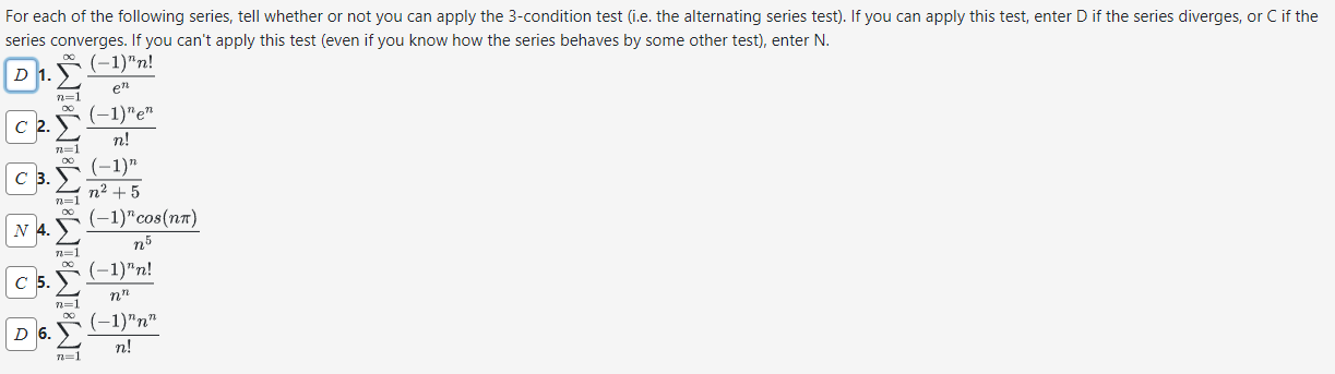 Solved For each of the following series, tell whether or not | Chegg.com