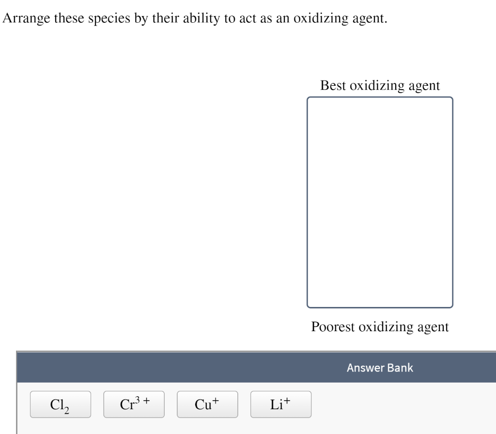 Solved Arrange these species by their ability to act as an | Chegg.com