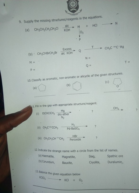 Solved 9. Supply the missing structures/reagents in the | Chegg.com