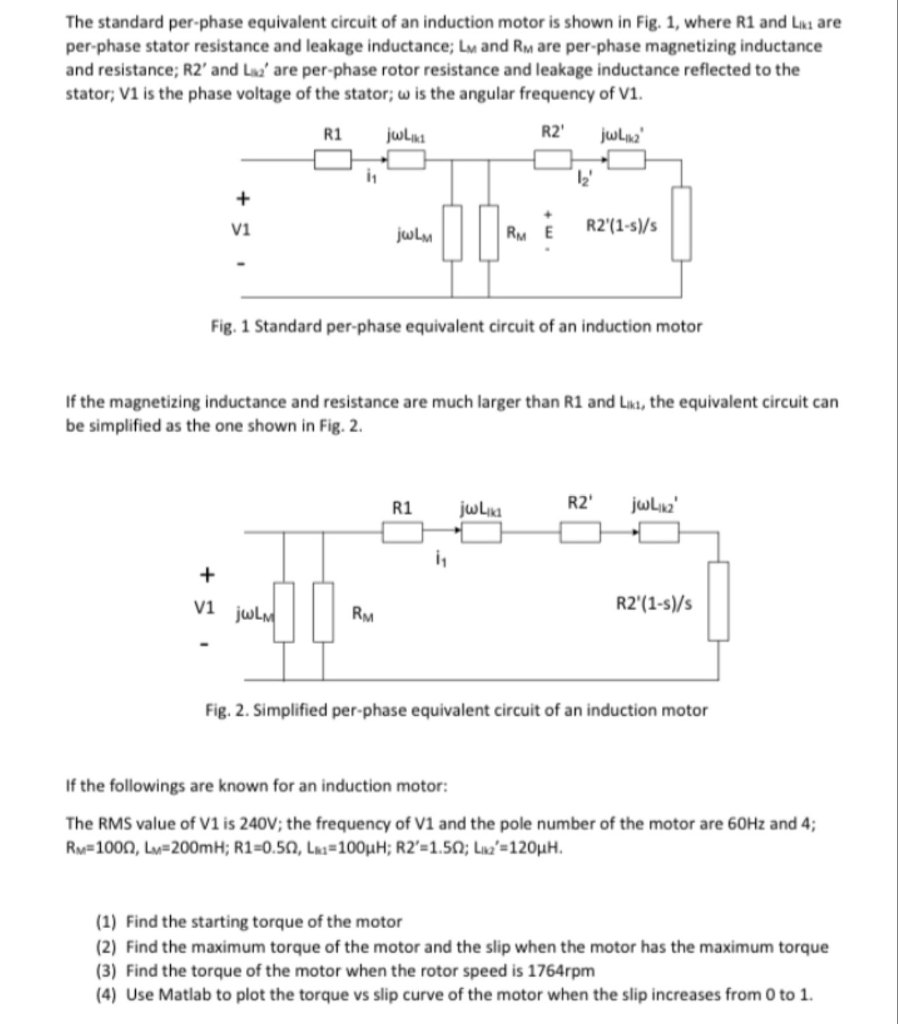 The standard per-phase equivalent circuit of an | Chegg.com