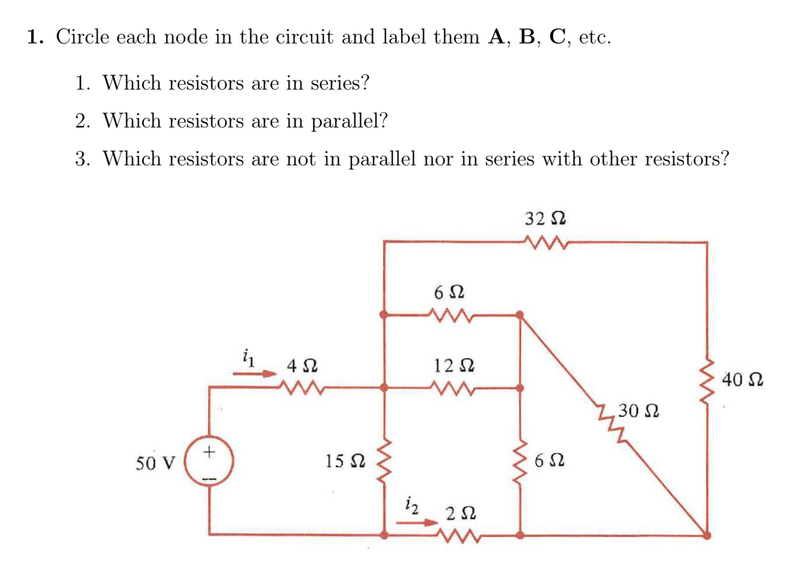 Solved Circle each node in the circuit and label them A, B, | Chegg.com | Chegg.com