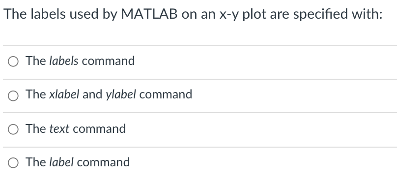 Solved The labels used by MATLAB on an x-y plot are | Chegg.com
