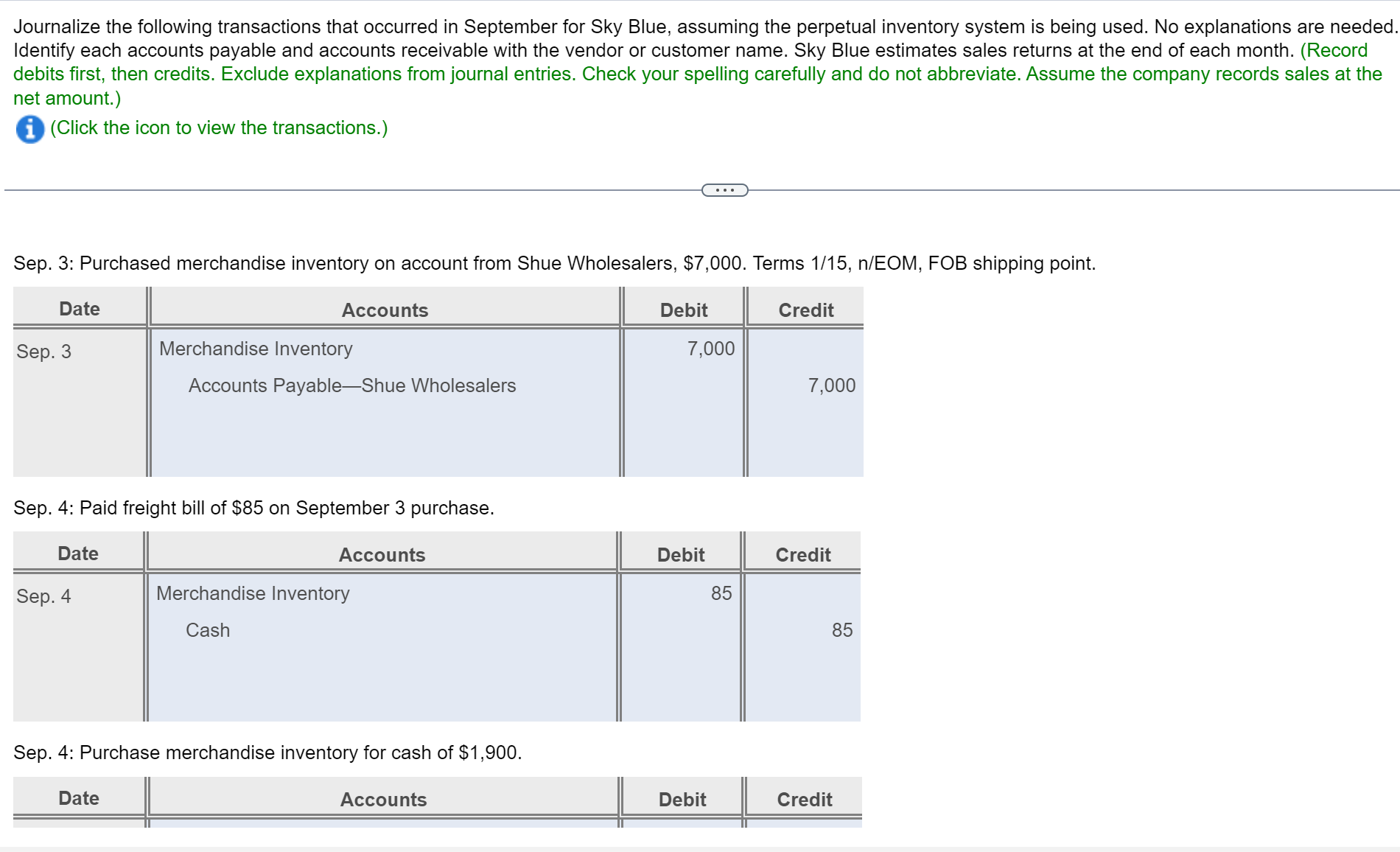 Solved ep. 3 Purchased merchandise inventory on account from | Chegg.com