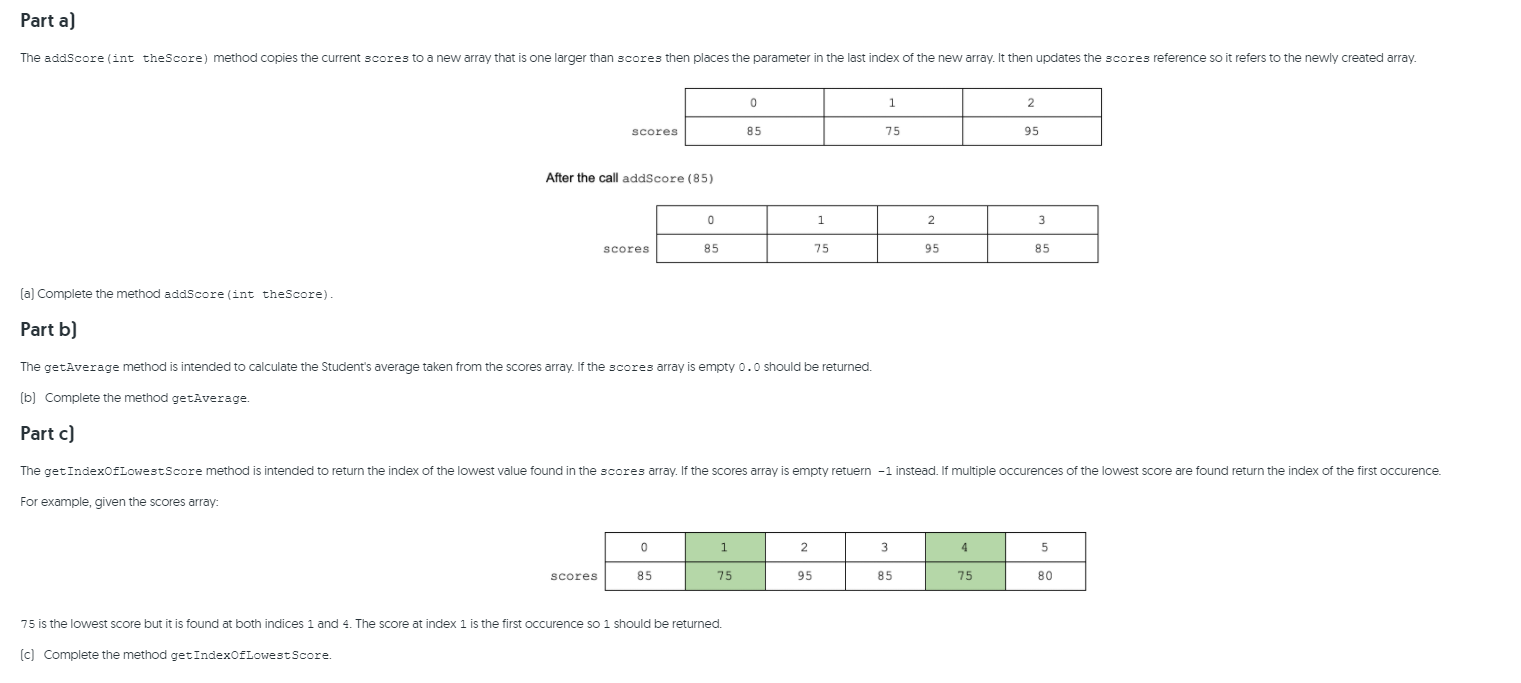 Solved Help with Java FRQ QUESTION 1 QUESTION 2 Given an | Chegg.com