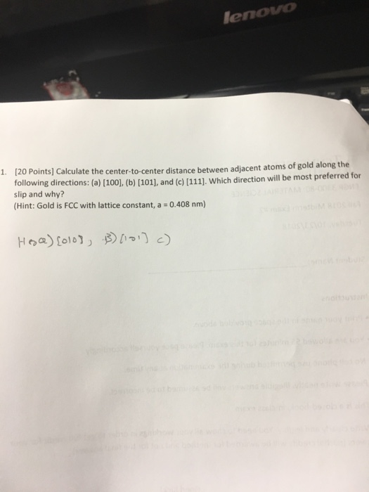 Solved enovo 1. 120 Points] Calculate the center-to-center | Chegg.com