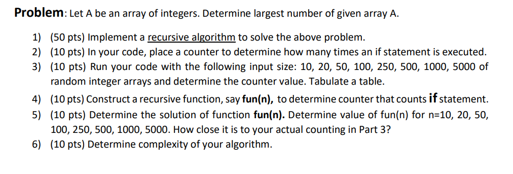 Solved Problem Let A Be An Array Of Integers Determine 
