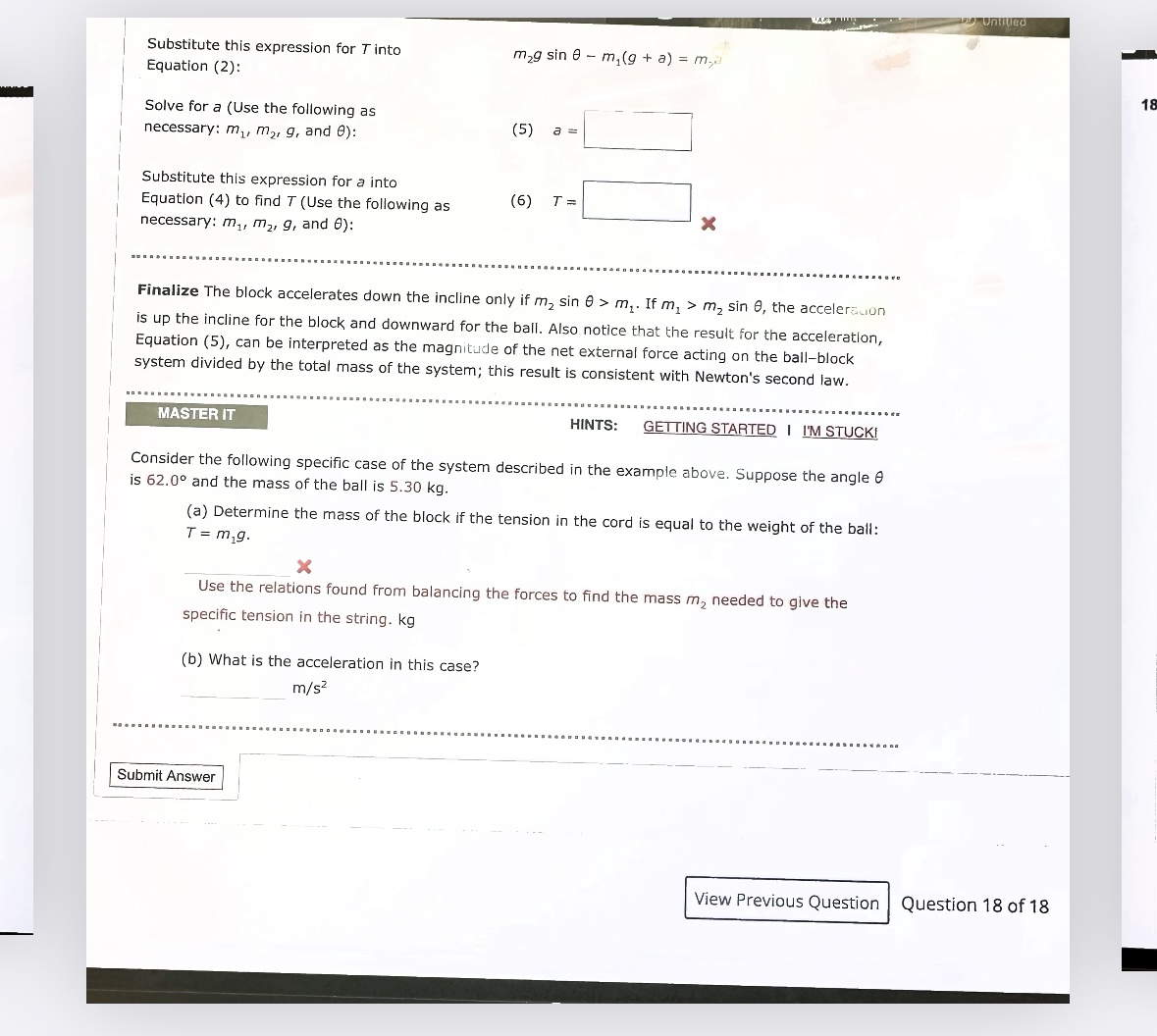 Solved Acceleration of Two Objects Connected by a Cord A | Chegg.com