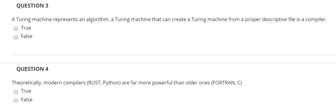 Solved QUESTION 3 A Turing machine represents an algorithm, | Chegg.com