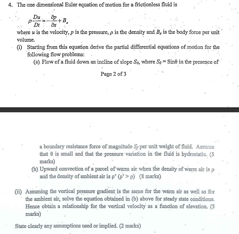 Solved 4. The one dimensional Euler equation of motion for a | Chegg.com