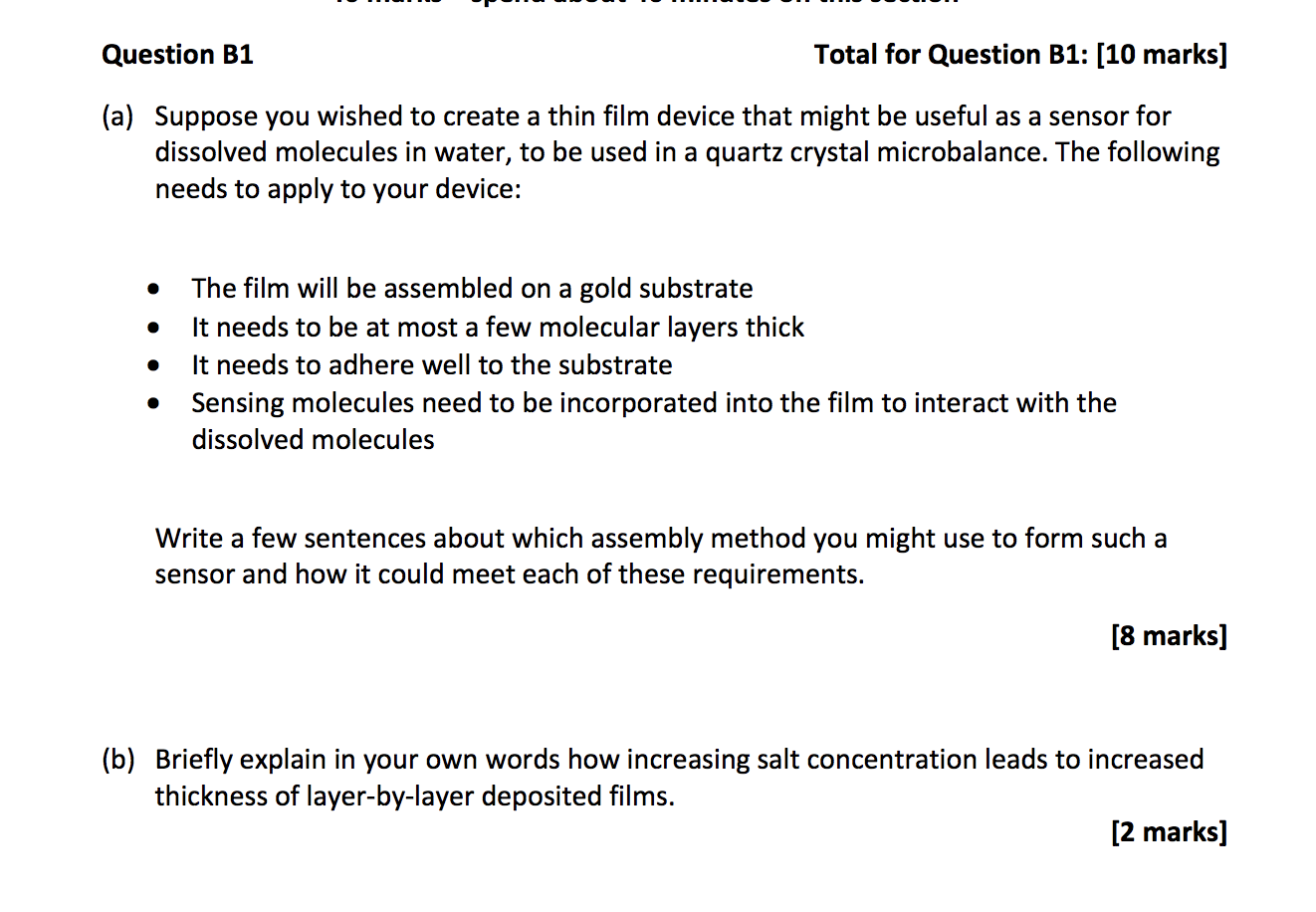 Solved Question B1 Total for Question B1: [10 marks] (a) | Chegg.com