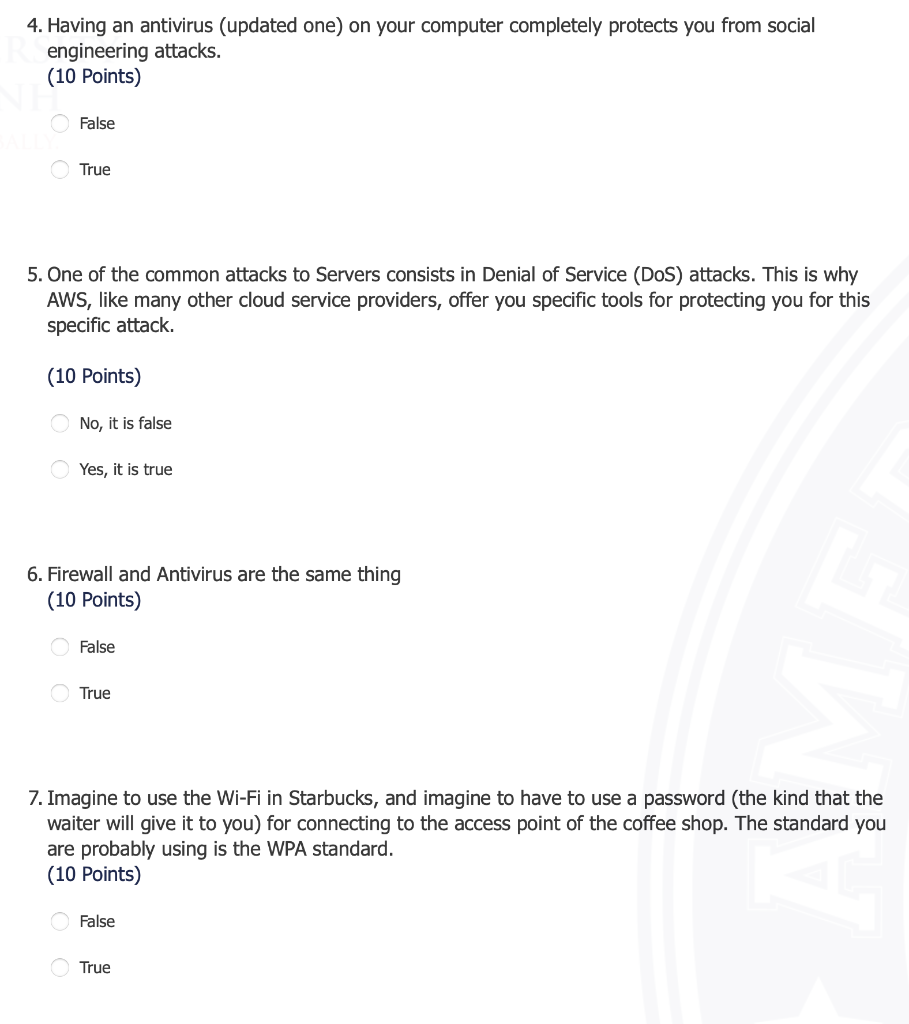 Solved 4. Having an antivirus (updated one) on your computer | Chegg.com