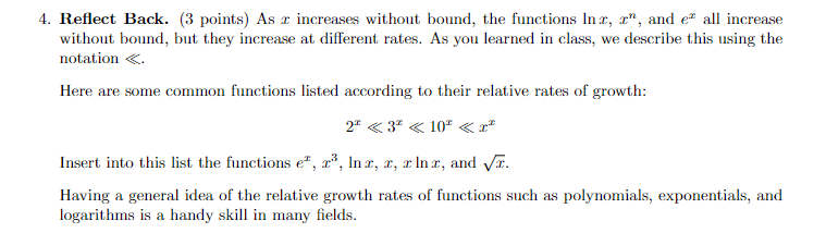 Solved 4. Reflect Back. (3 points) As x increases without | Chegg.com