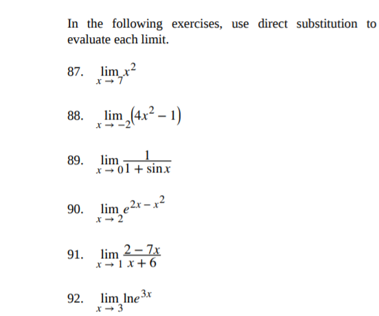 Solved In the following exercises, use direct substitution | Chegg.com
