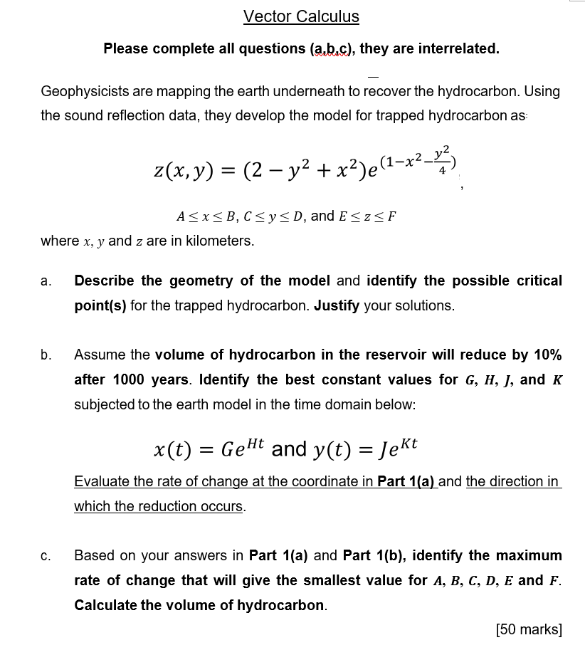 Solved Vector Calculus Please complete all questions | Chegg.com