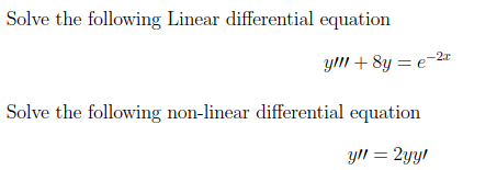 Solved Solve the following Linear differential | Chegg.com