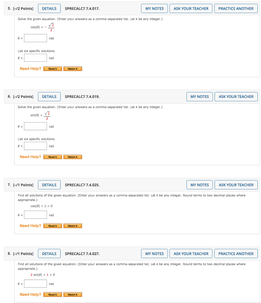 Solved 5. [-/2 Points] DETAILS SPRECALC7 7.4.017. MY NOTES | Chegg.com