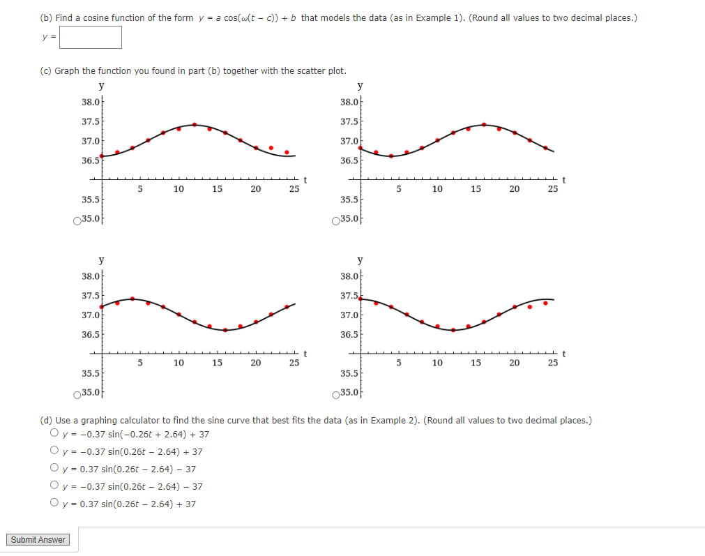 Solved (a) Make a scatter plot of the data.(b) Find a cosine | Chegg.com