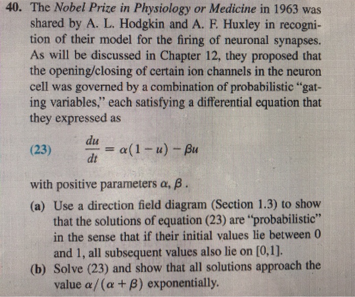 40. The Nobel Prize in Physiology or Medicine in 1963 | Chegg.com