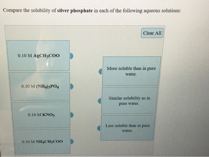 Solved Compare the solubility of silver phosphate in each of | Chegg.com