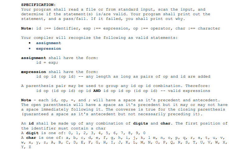 You Shall Develop A Grammar And Implement A Parser 