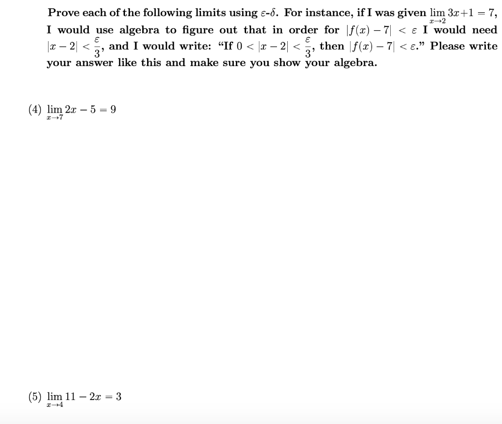 Solved 2-2 Prove each of the following limits using e-8. For | Chegg.com