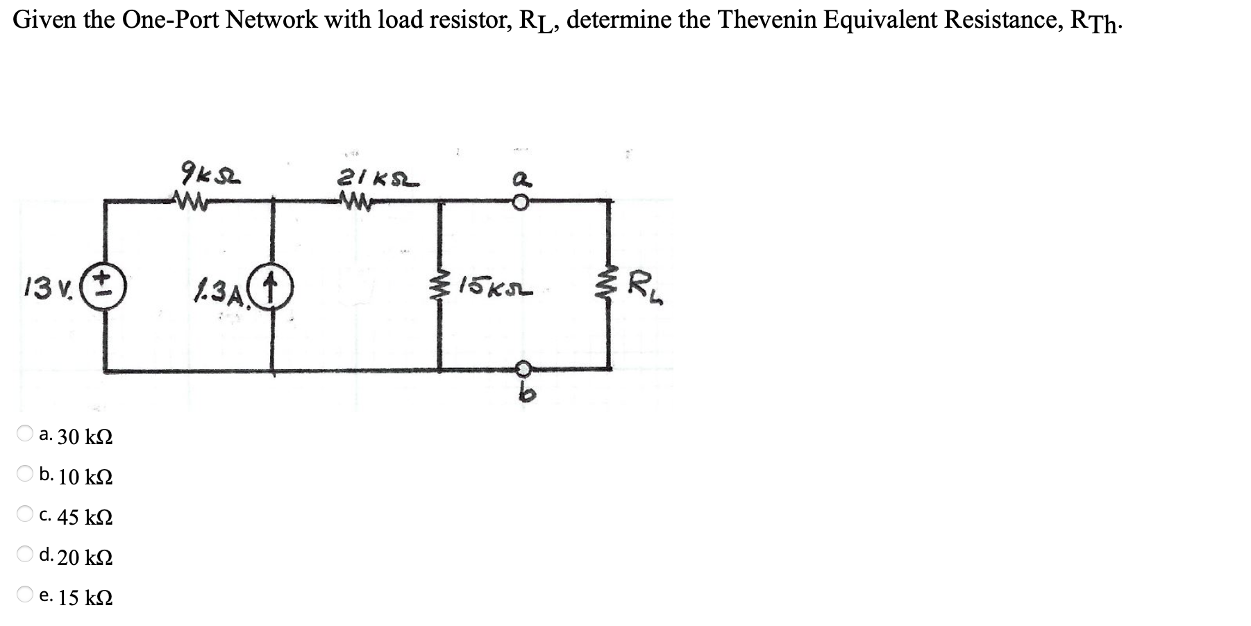 Solved Given the One-Port Network with load resistor, RL, | Chegg.com