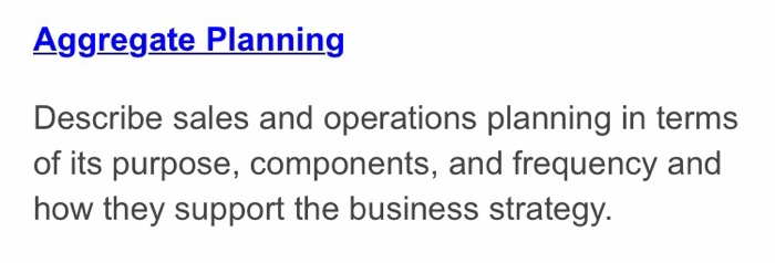 Solved Aggregate Planning Describe sales and operations | Chegg.com