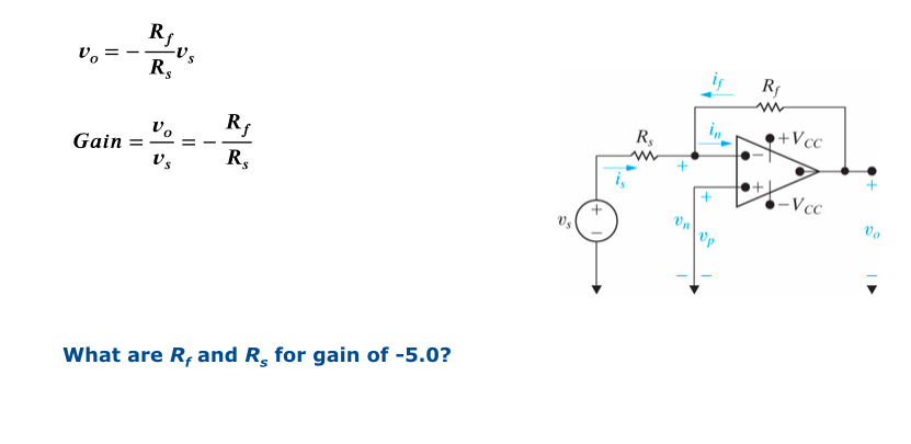 Solved 0 R, Gain =-=-- R, 's R What are Rf and Rs for gain | Chegg.com