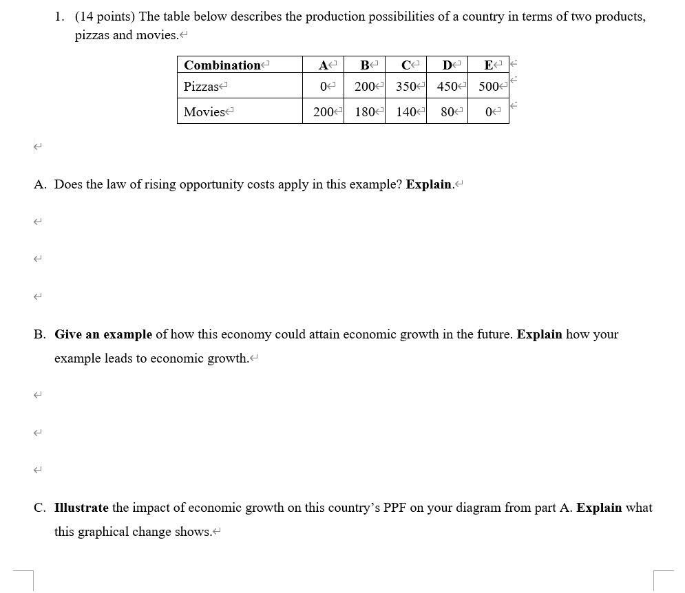 Solved 1. (14 points) The table below describes the | Chegg.com