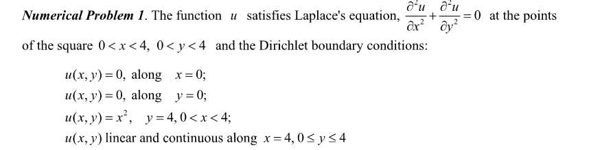 Numerical Problem 1. The function u satisfies | Chegg.com