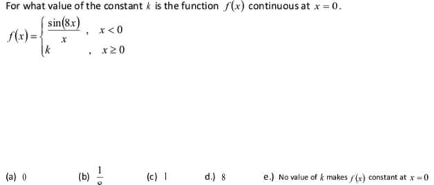 Solved For what value of the constant k is the function f(x) | Chegg.com