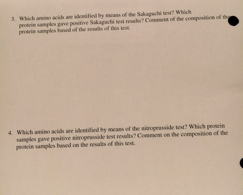 Solved Report Sheet: Identifying Proteins and Amino Acids | Chegg.com