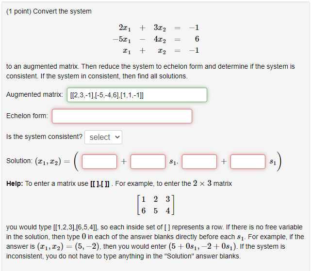 Solved Convert the system to an augmented matrix. Then | Chegg.com