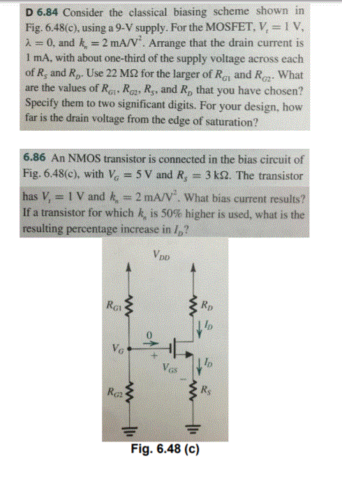 Solved D 6.84 Consider the classical biasing scheme shown in | Chegg.com
