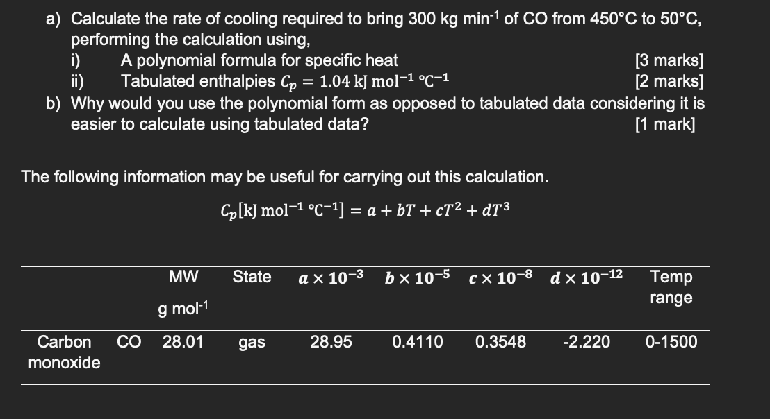 Solved a) Calculate the rate of cooling required to bring | Chegg.com