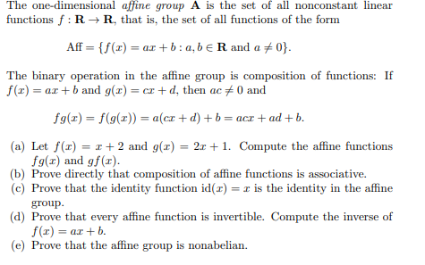 Solved The one-dimensional affine group A is the set of all | Chegg.com