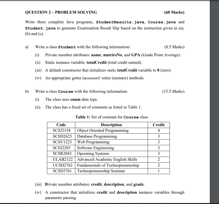 Solved QUESTION 1 - ERROR DEBUGGING (40 Marks) You are given | Chegg.com
