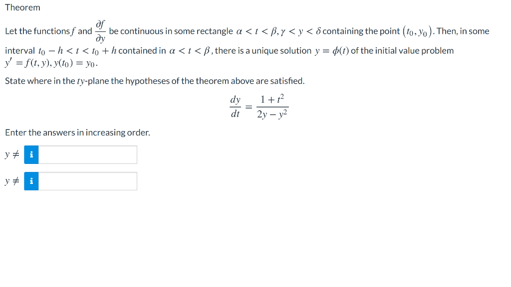 Solved Theorem of Let the functionsf and be continuous in | Chegg.com