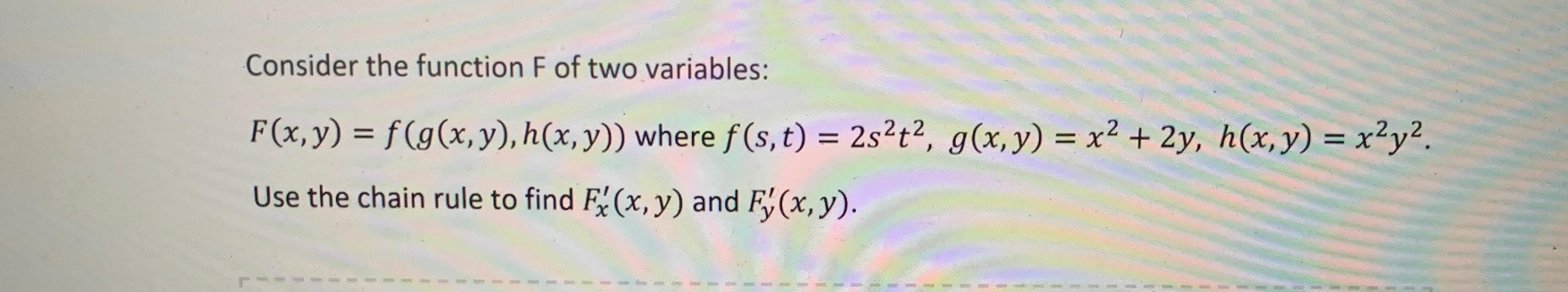 Solved Consider the function F of two variables: F(x, y) = | Chegg.com