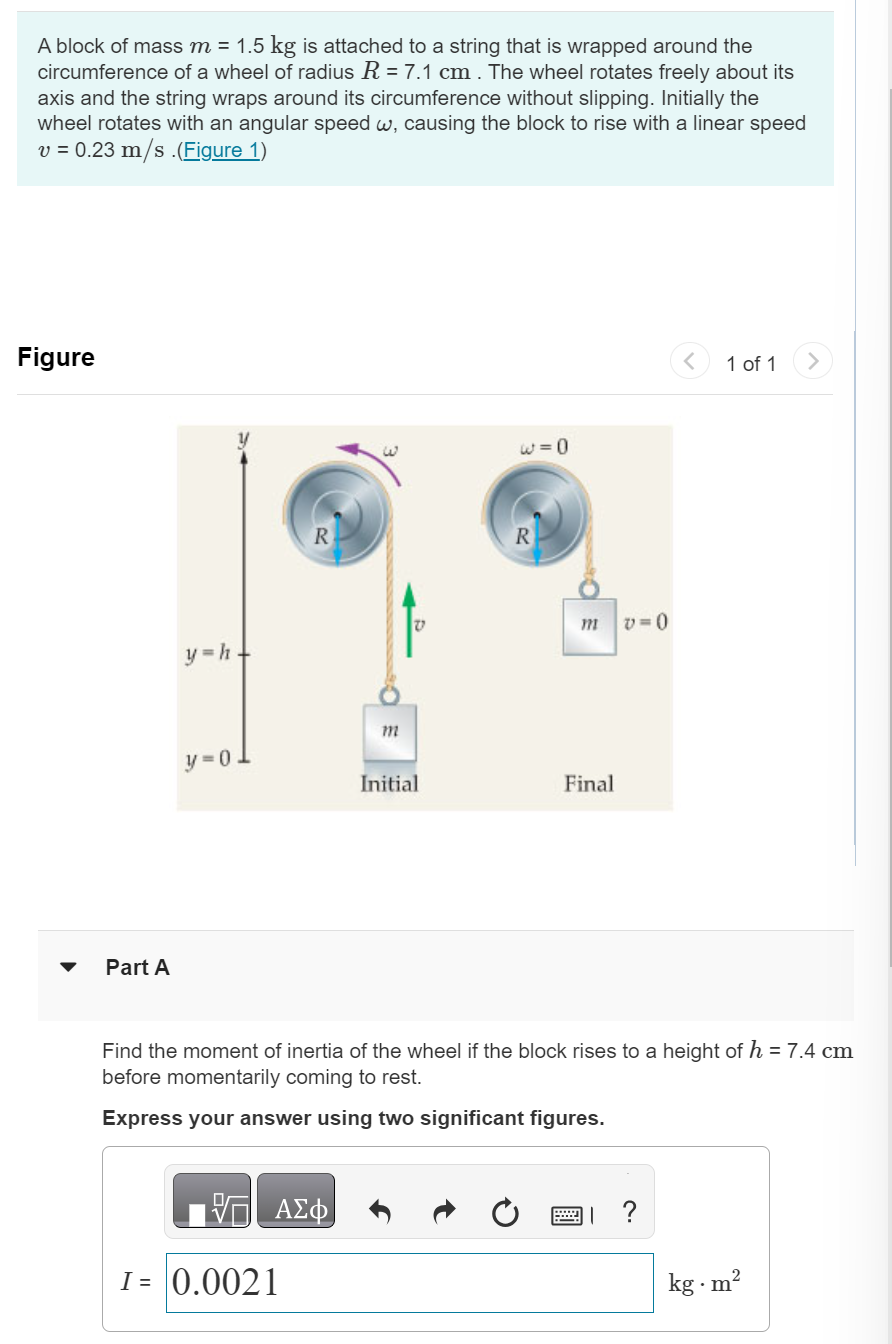 Solved A block of mass m=1.5kg ﻿is attached to a string that | Chegg.com
