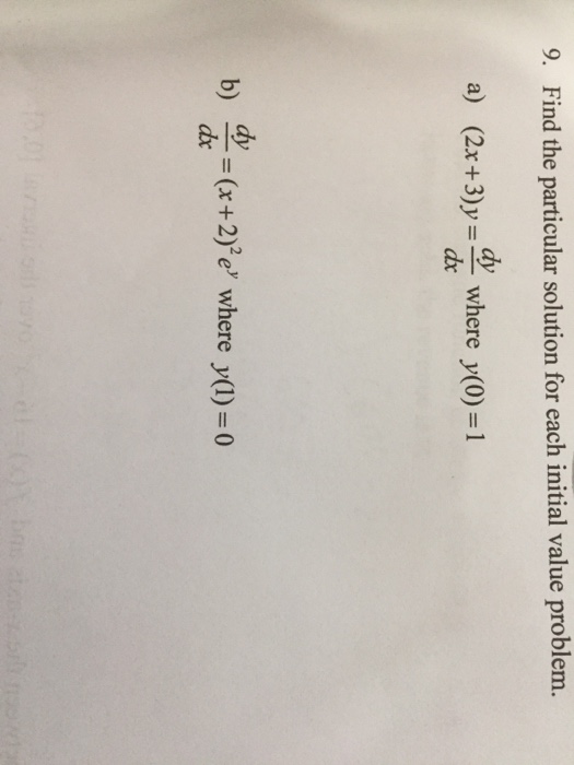 Solved 9. Find the particular solution for each initial | Chegg.com
