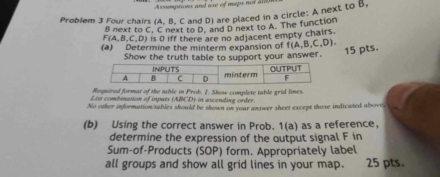 Solved Problem 3 Four chairs (A,B,C and D) are placed in a | Chegg.com