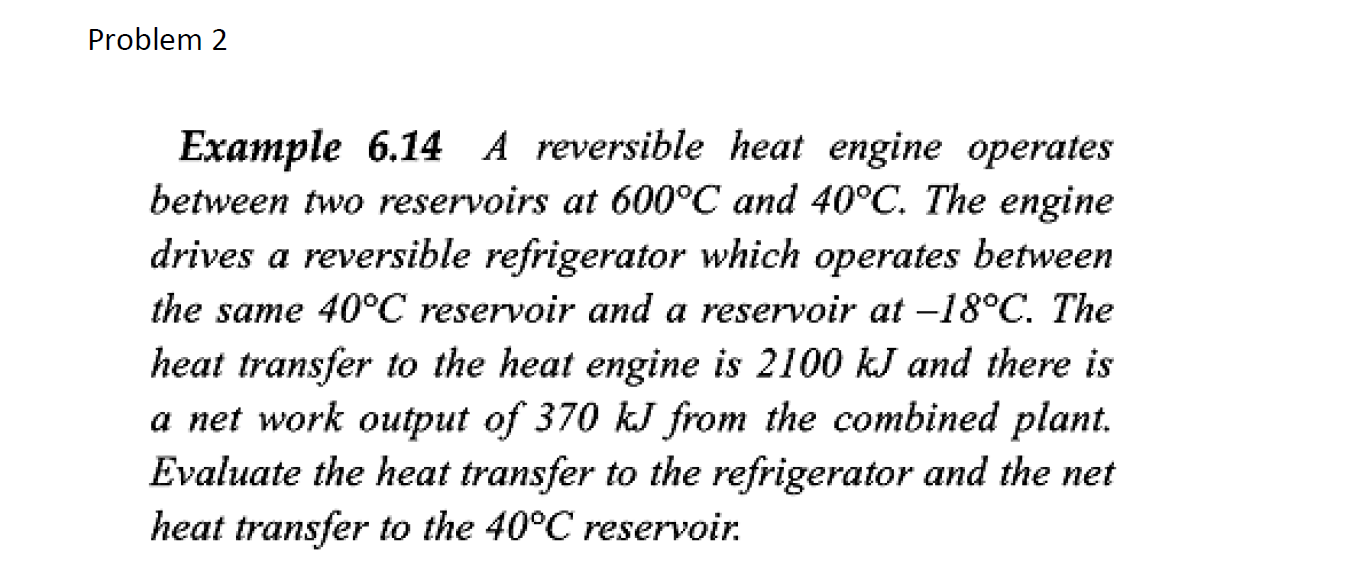 Solved Example 6.14A reversible heat engine operates between | Chegg.com