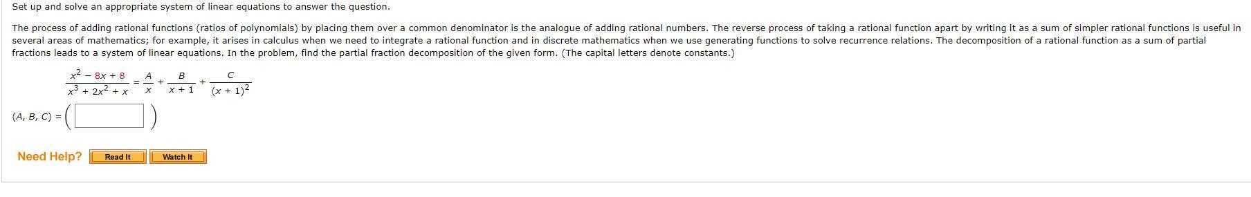 Solved Set up and solve an appropriate system of linear | Chegg.com