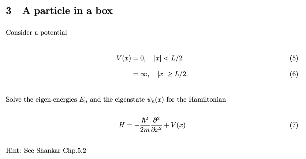 Solved 3 A particle in a box Consider a potential V(x)=0,∣x∣ | Chegg.com