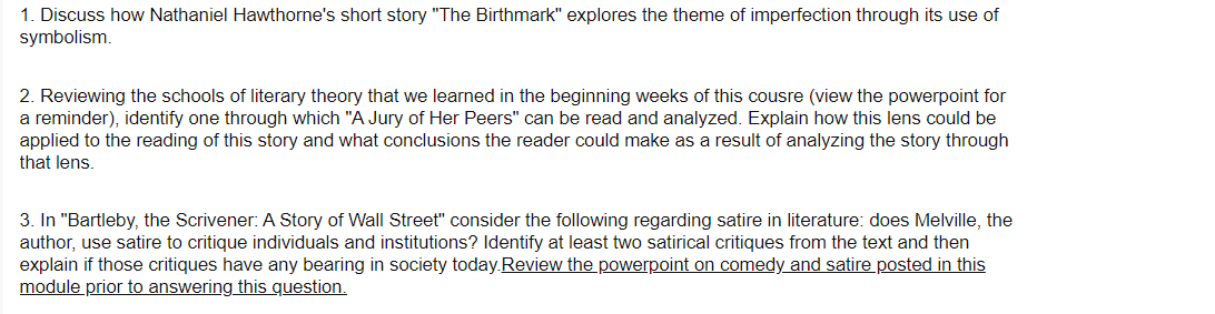 Solved 1. Discuss how Nathaniel Hawthorne's short story "The | Chegg.com