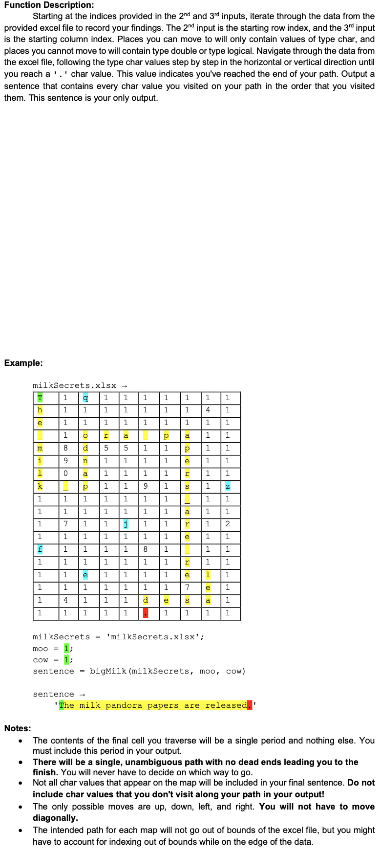 Solved Function Description: Starting at the indices | Chegg.com